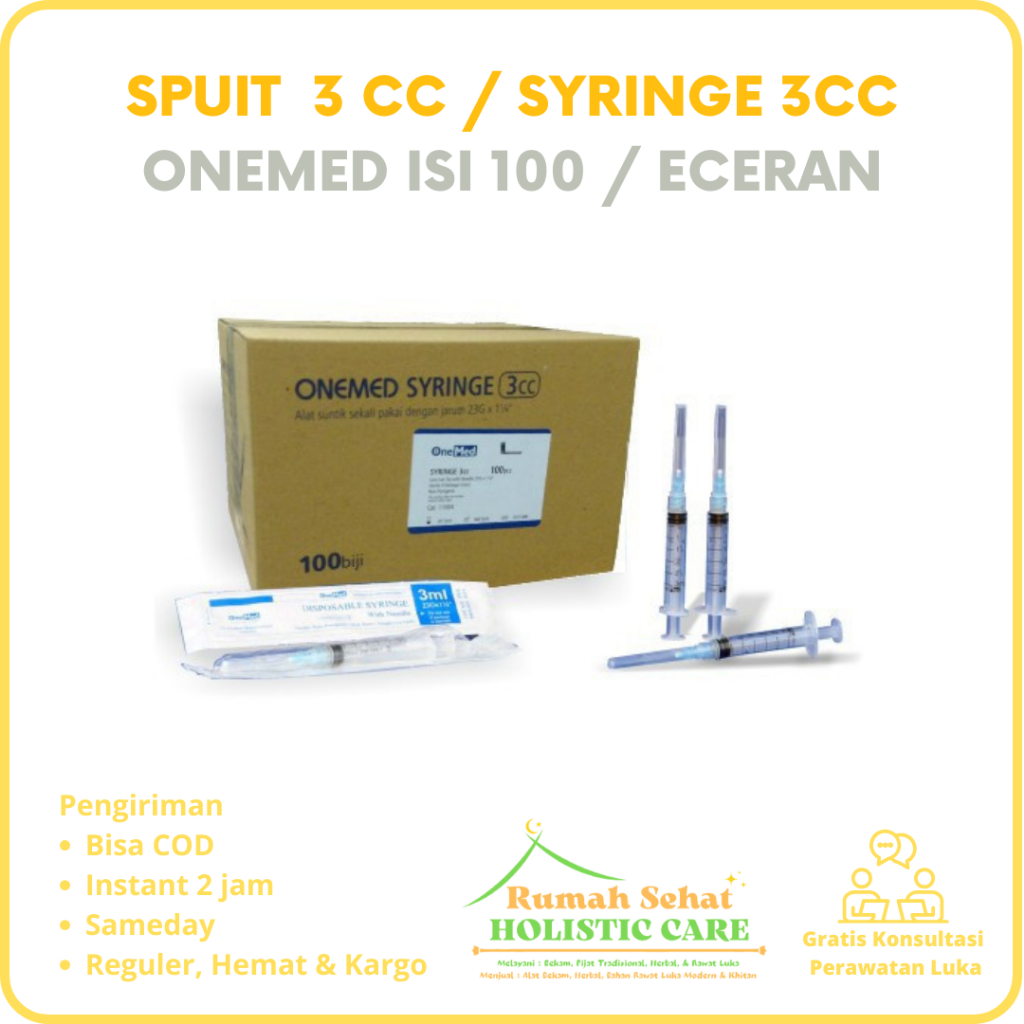 Jual Spuit Disposable Syringe Onemed 1, 3, 5, 10 cc | Eceran / Satuan ...