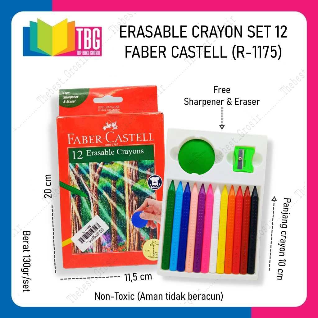 Jual 1 SET (12 WARNA) ERASABLE CRAYON FABER CASTELL KRAYON HAPUS (R ...