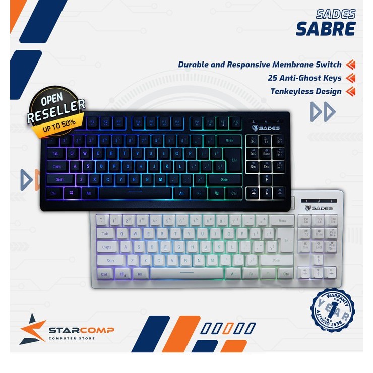 Jual Sades Sabre TKL RGB Wired Gaming Keyboard | Shopee Indonesia