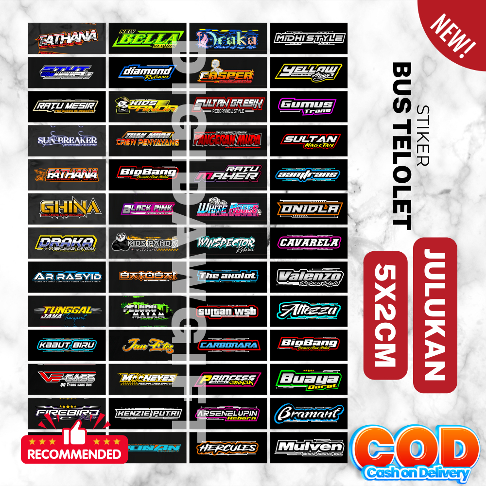 Jual 52 PCS & 18 PCS STIKER JULUKAN BUS BASURI JULUKAN BUS TELOLET ...