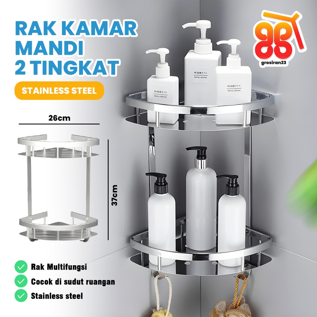 Jual Rak Kamar Mandi Aluminium - Menempel Didinding Tampa Merusak ...