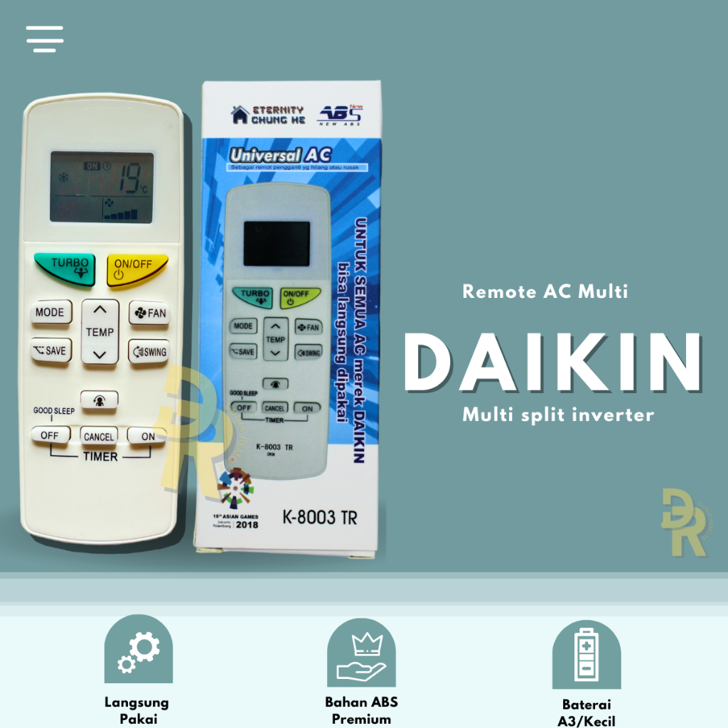 Jual Remot Remote AC DAIKIN inverter split multifungsi tanpa setting K ...