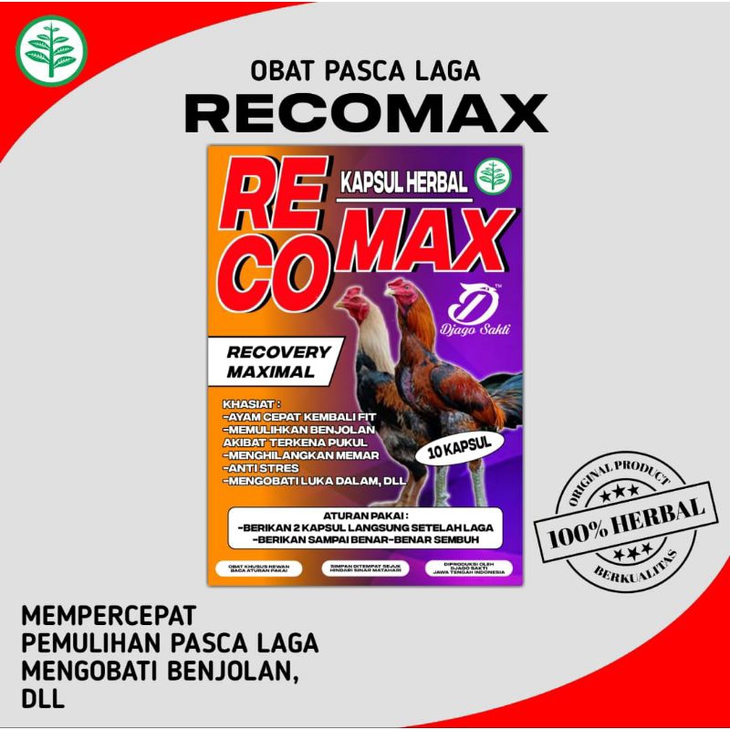Jual RECOMAX KAPSUL HERBAL RECOVERY AYAM KEMBALI FIT OBATI LUKA DALAM AYAM | Shopee Indonesia