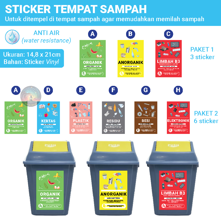 Jual STIKER Sticker Custom TEMPAT SAMPAH ORGANIK , ANORGANIK, LIMBAH B3 ...