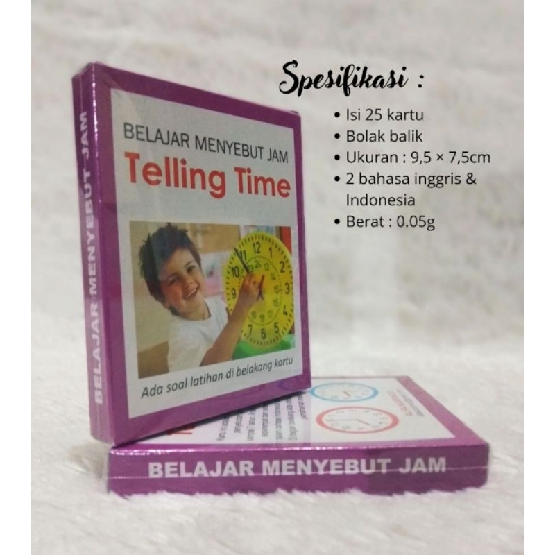 Jual TERMURAH flashcard mengenal waktu kartu pintar mengenal jam untuk ...