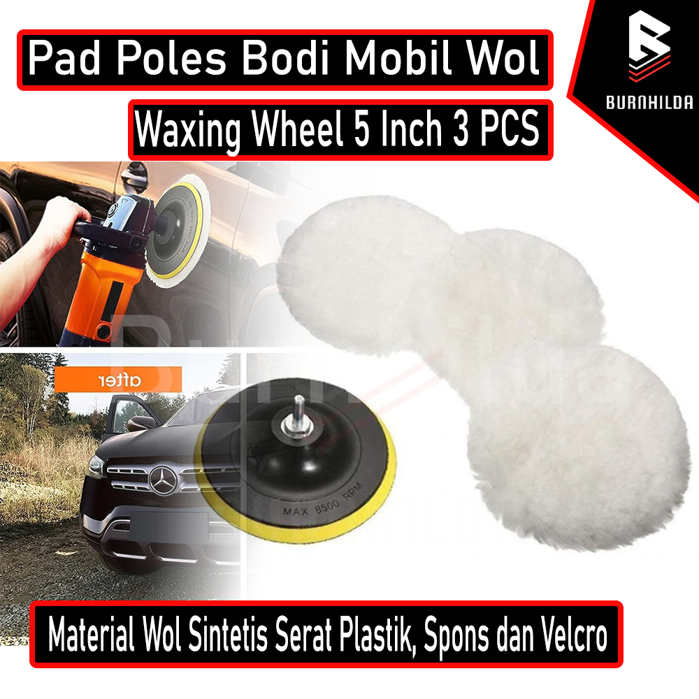 Jual Pad Poles Bodi Mobil Wol Waxing Wheel 5 Inch 3 PCS | Wool Buffing ...