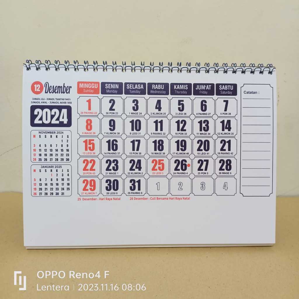 Jual Kalender kerja Meja Angka Besar 2024 + Sablon | Shopee Indonesia