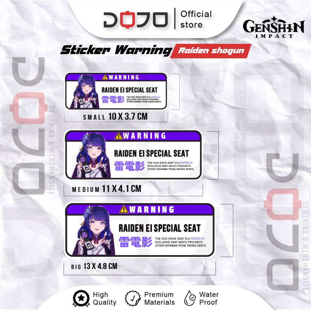 Jual Sticker VINYL Anime Genshin Impact Raiden Shogun Ei Warning JDM ...