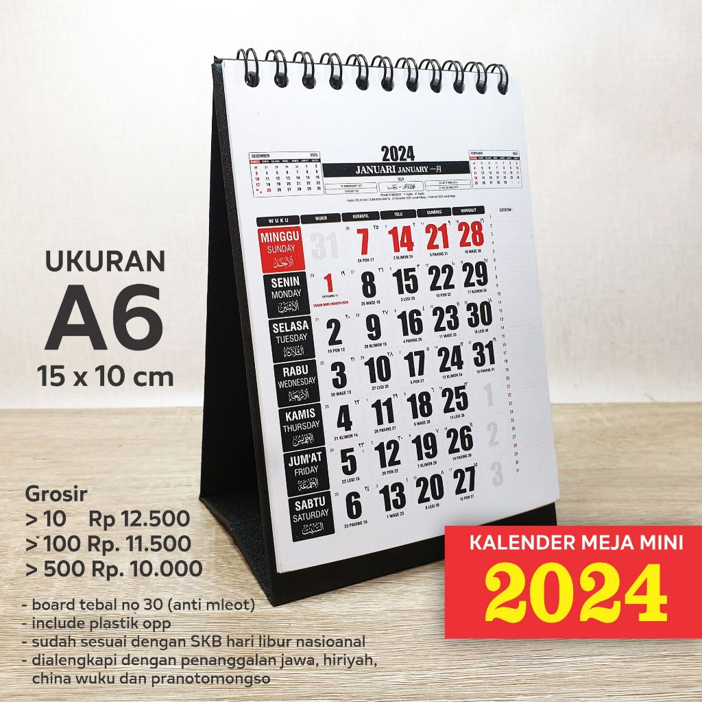 Jual Kalender Meja 2024 Mini 37, ukuran A6 10x15cm, kalender meja ...