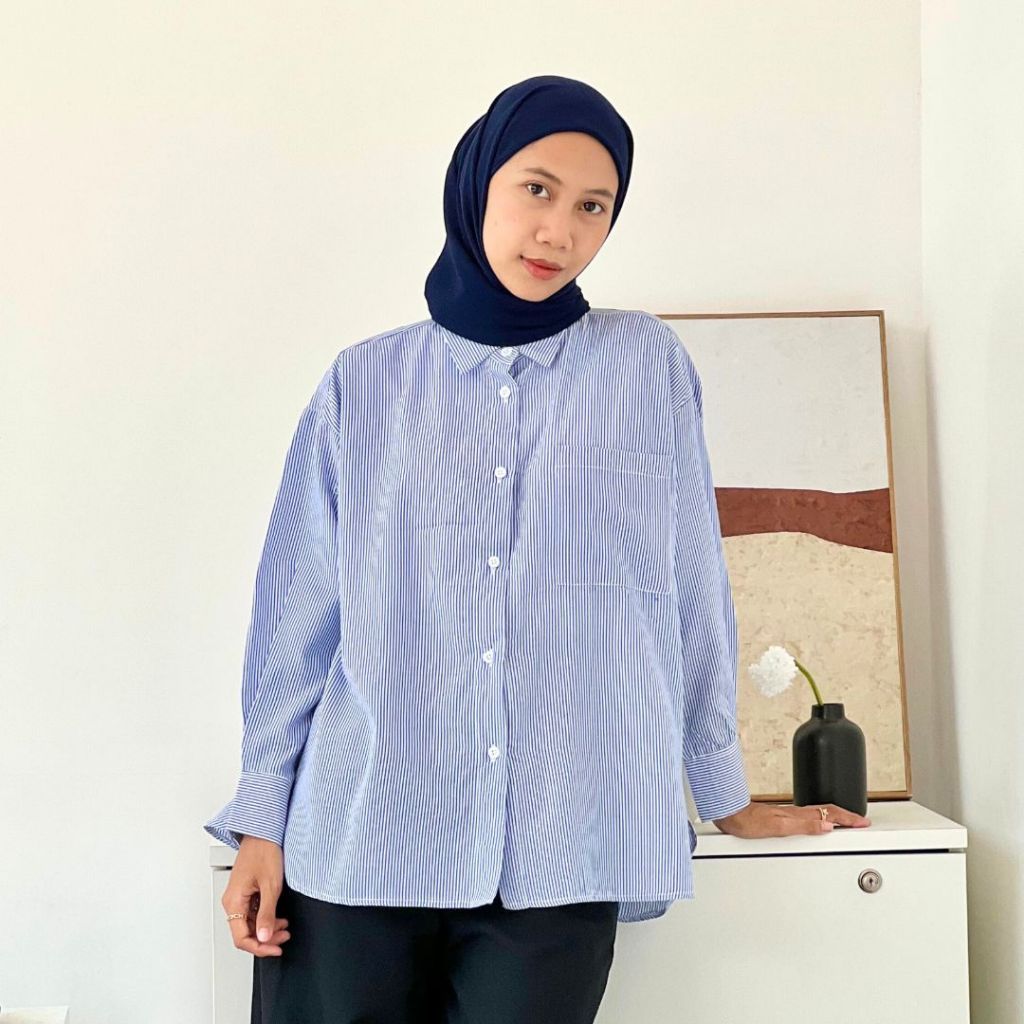 Jual Kemeja Salur Oversize | Shopee Indonesia