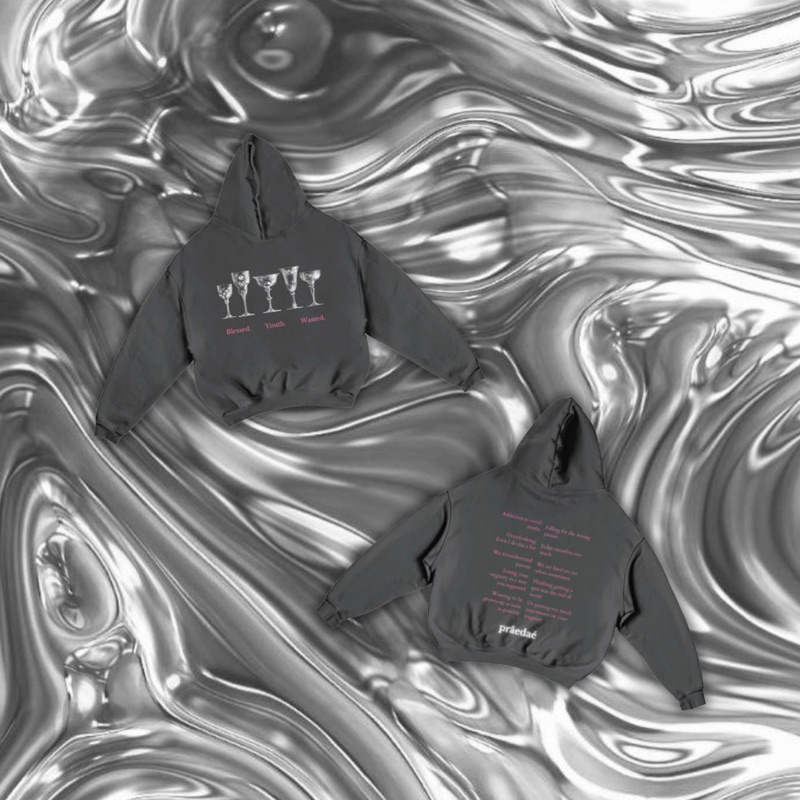 Jual Praedae Studio - grey boxy oversized hoodie - blessed youth wasted ...