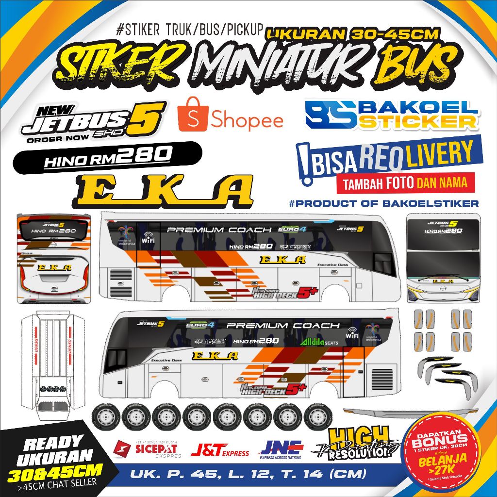 Jual STIKER MINIATUR BUS NEW JETBUS 5 SHD UK. 30-45CM | Shopee Indonesia
