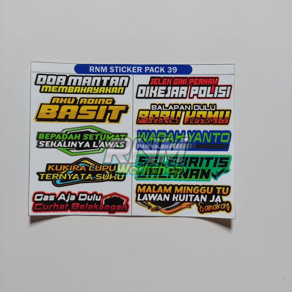 Jual Sticker/stiker set pack viral kata - kata racing kekinian isi 10 ...
