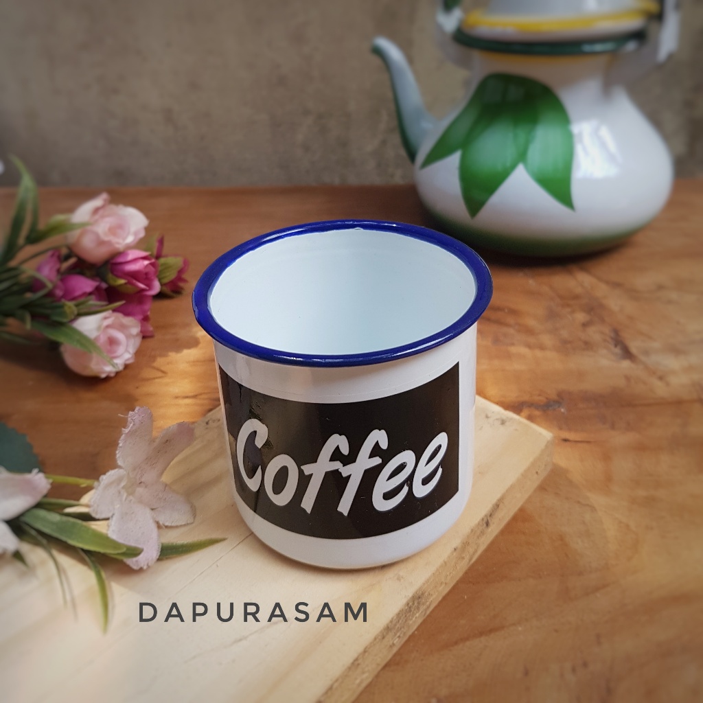 Jual Gelas Enamel 7cm Jadul Vintage Mug Polos - Lurik - Bunga seng ...