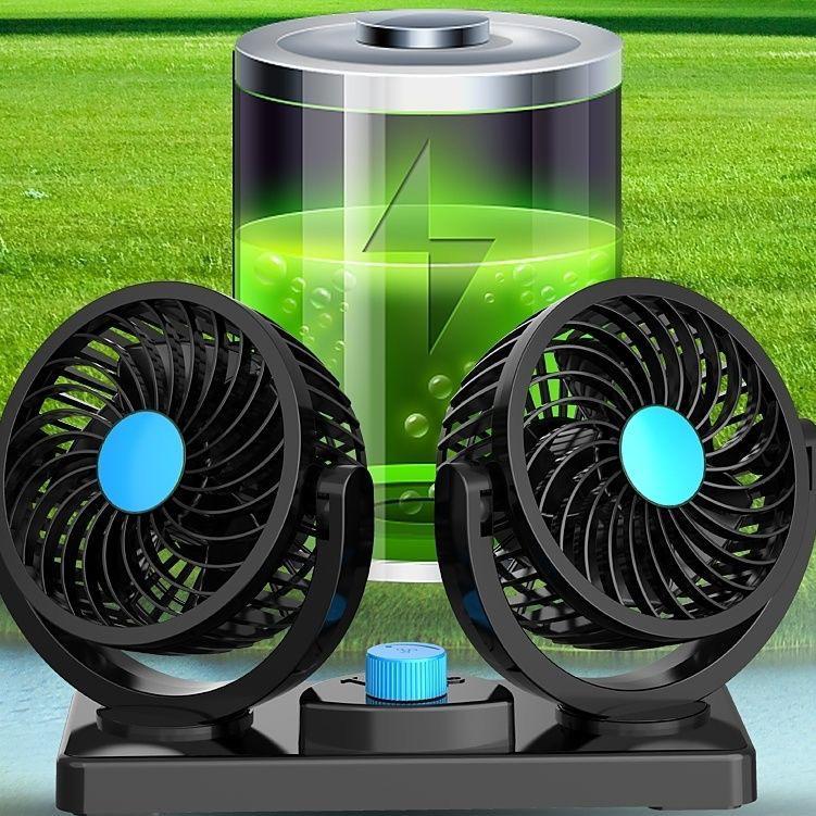 Jual Kipas Mobil USB Double Headed Fan 12 Volt Car AC Power USB Lighter ...