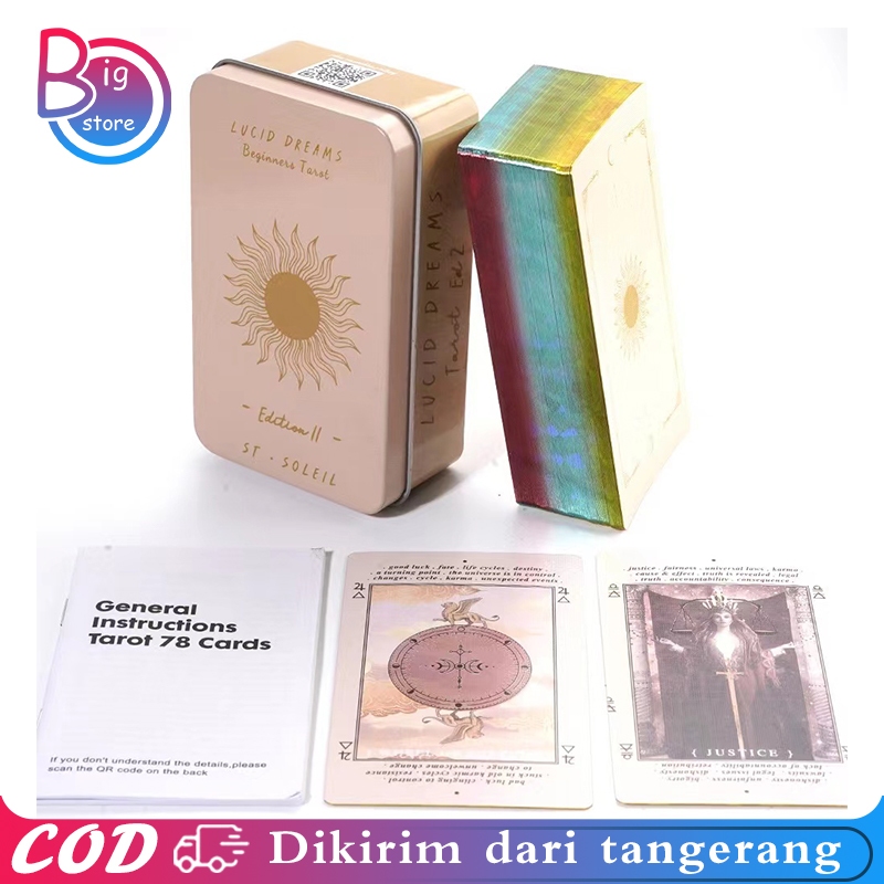Jual 1set Kartu Tarot Lucid Dreams Tarot Card Dengan Kotak Besi Tarot ...