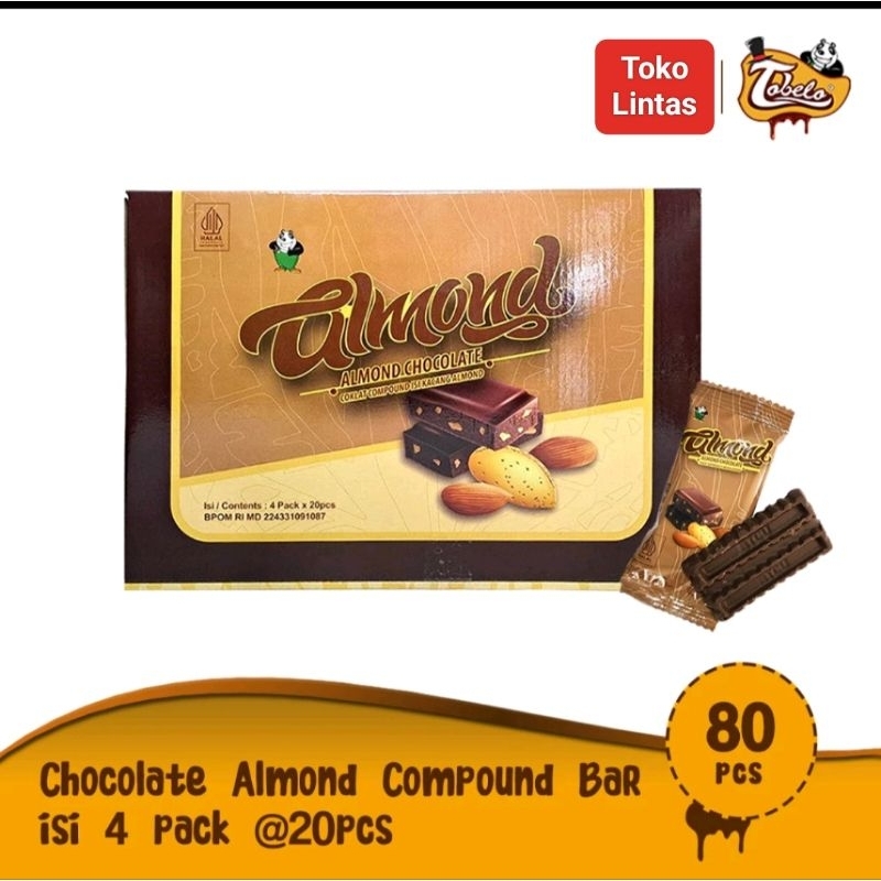 Jual Cokelat Kacang Almond Tobelo 1 Dus 80pcs Coklat Batang | Shopee ...