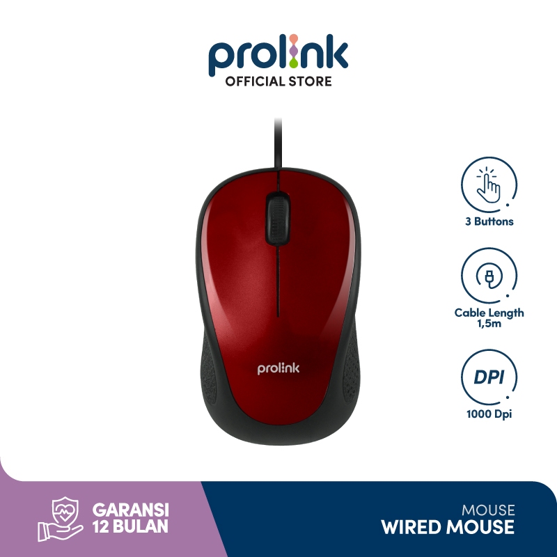 Jual Prolink USB Mouse wired cable l 3 buttons l Optical 1200 DPI l ...