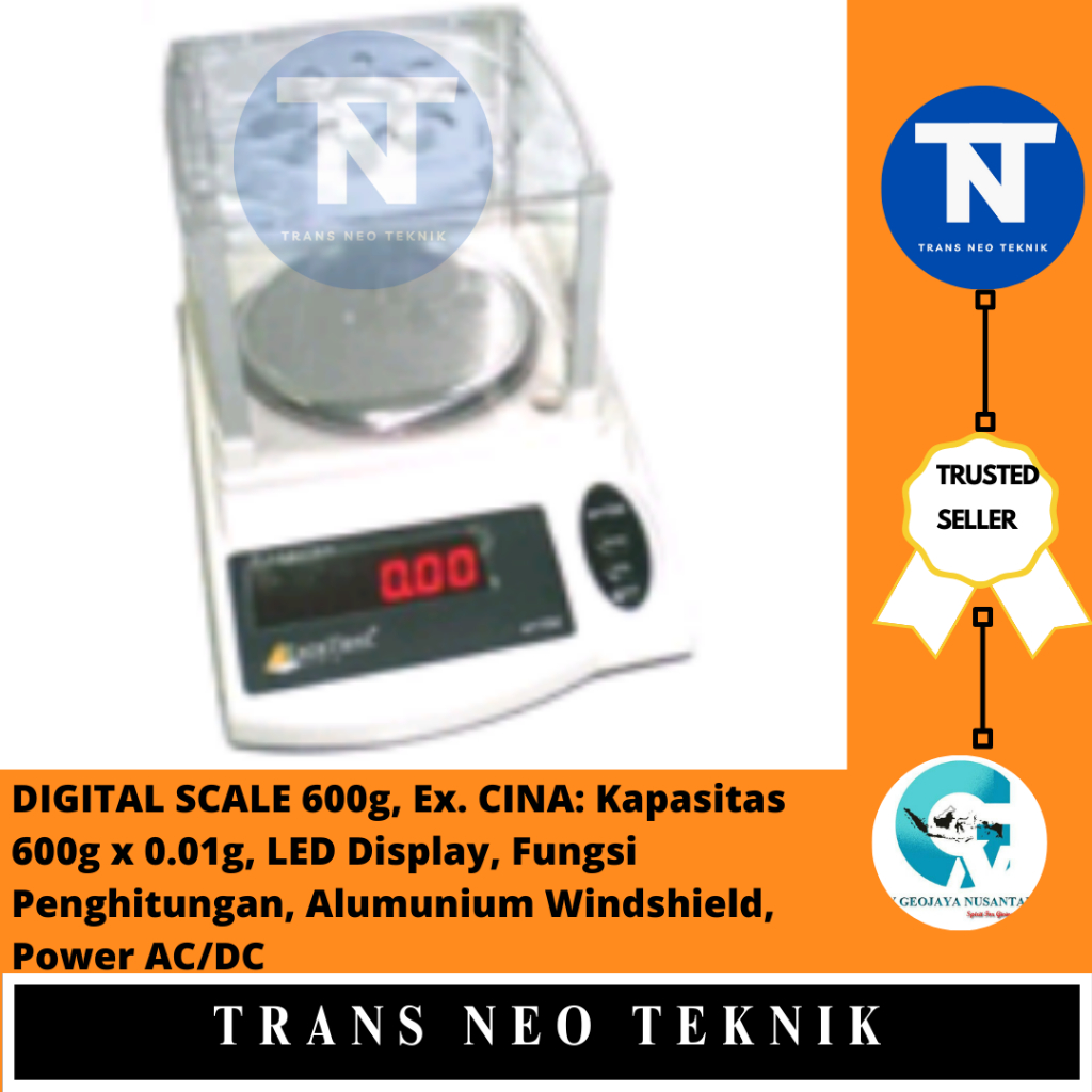 Jual DIGITAL SCALE 600g, Ex. CINA: Kapasitas 600g x 0.01g, LED Display, Fungsi Penghitungan ...