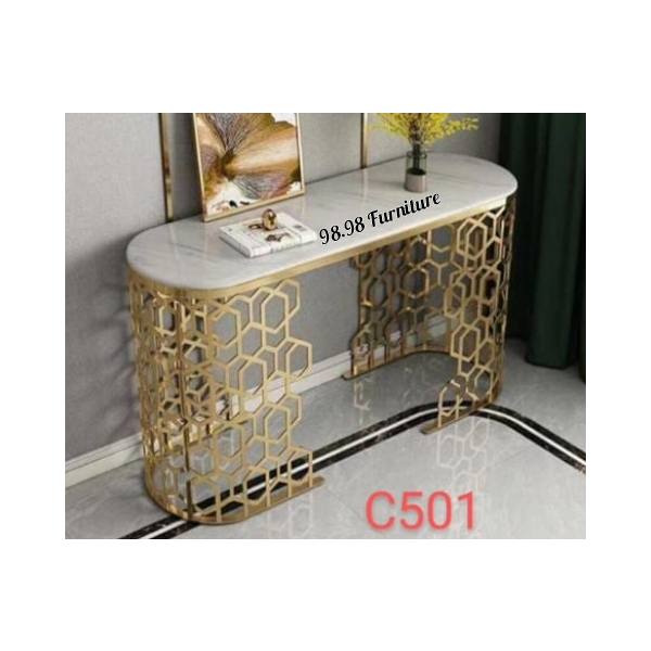 Jual Console Table C501 - Meja Hias Sudut Besi Gold Marmer - Top Table ...