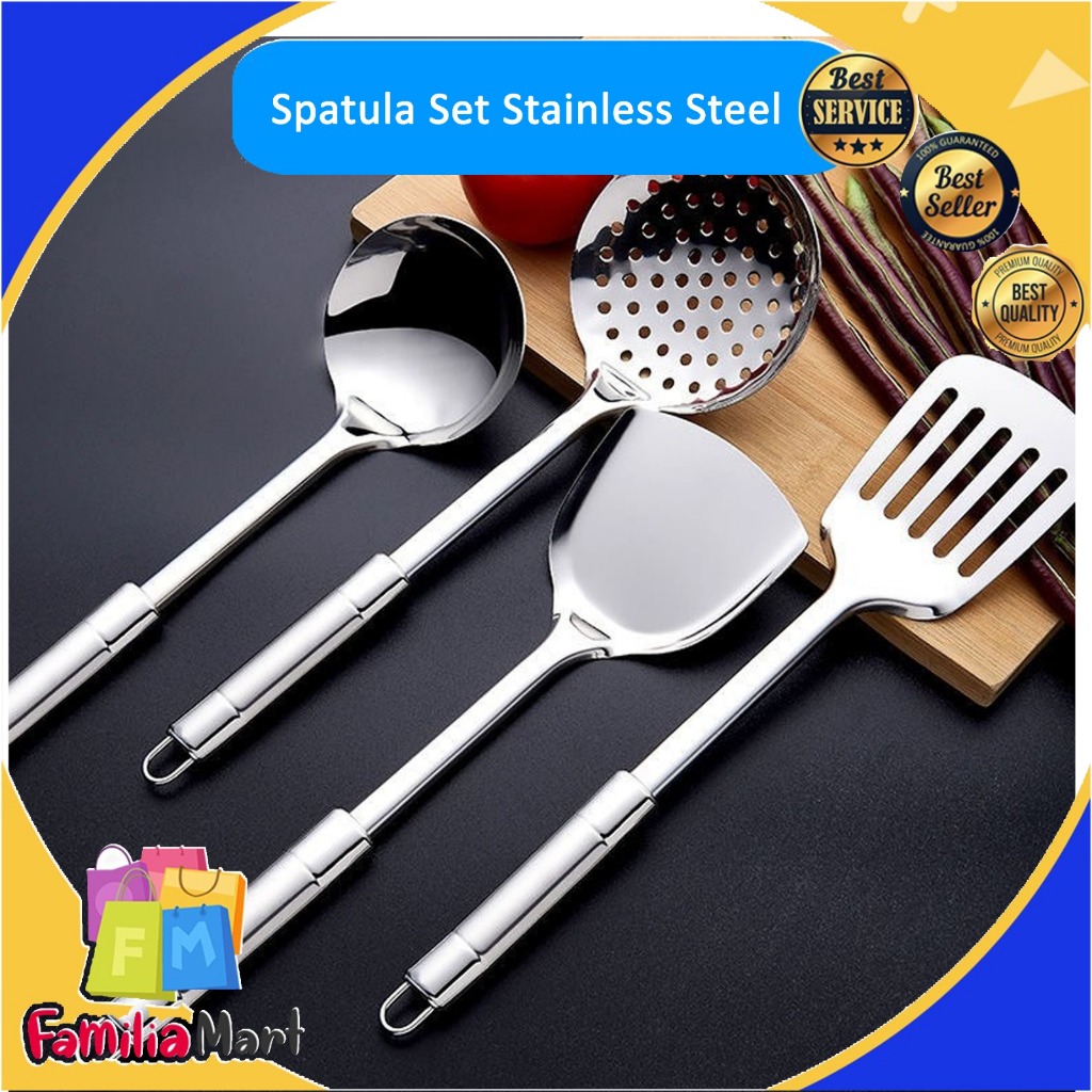 Jual Spatula Set Stainless Steel Sutil Masak Anti Karat Centong Kuah ...
