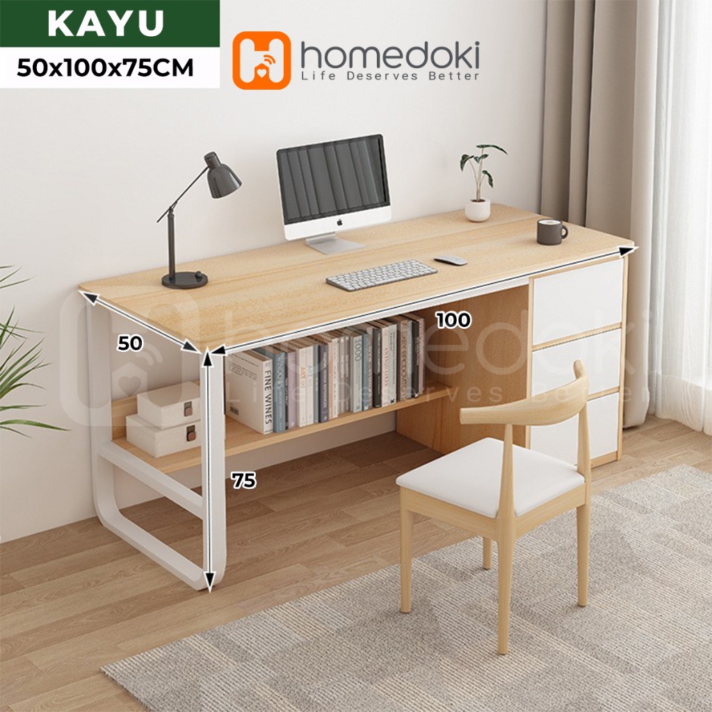 Jual Homedoki Meja Kantor / Meja Komputer / Meja Kerja Minimalis / 120cm Meja Belajar | Shopee ...