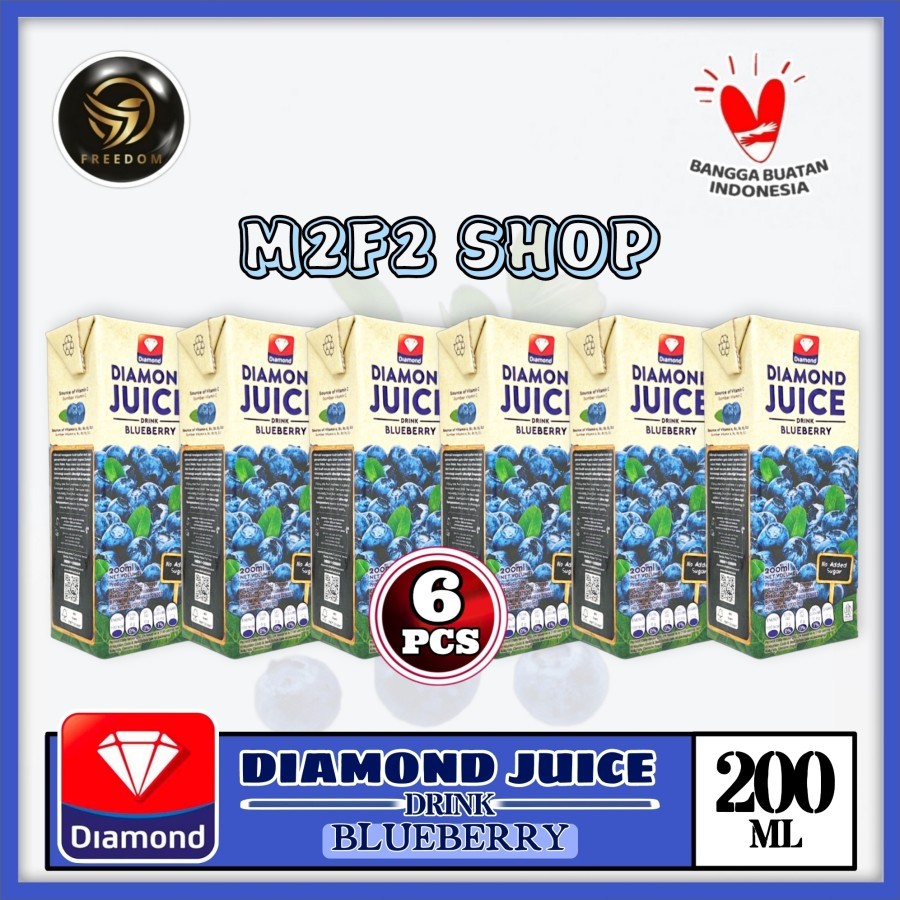 Jual Diamond Juice No Added Sugar Blueberry | Bluberi Kotak - 200 ml ...