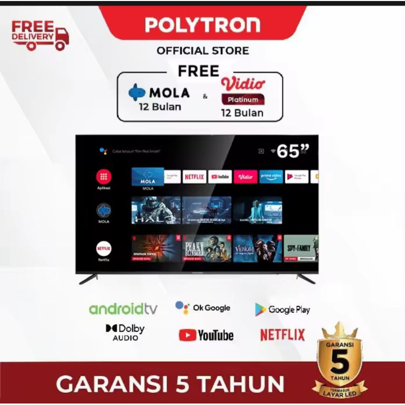 Jual Android TV 65 Inch Polytron 4K UHD PLD-65UG9959 | Shopee Indonesia