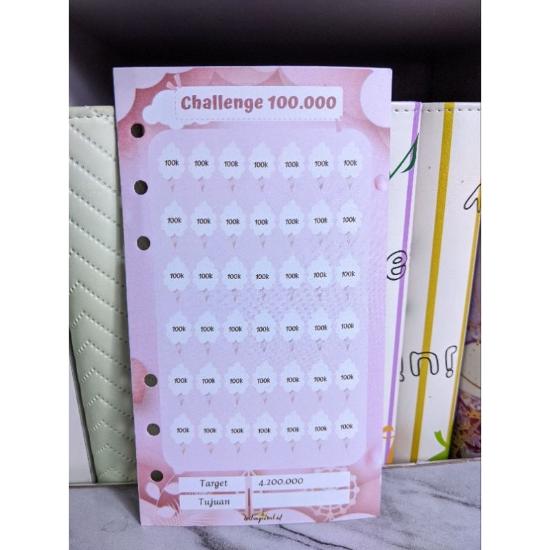 Jual [1 lembar] Kertas saving challenge tantangan menabung A6 6 lubang | ketas isi binder A6 ...