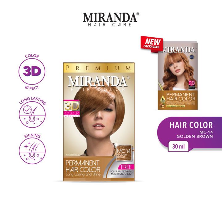 Jual MIRANDA HAIR COLOR 30ML MC-14 GOLDEN BROWN (KEMASAN BARU) | Shopee ...