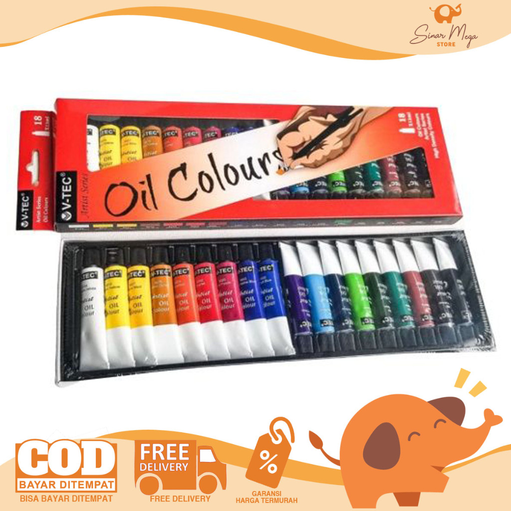 Jual Vtec V-Tec Oil Colour VT-1386/O 12 ml 12 Colours / Cat Akrilik 12 ...