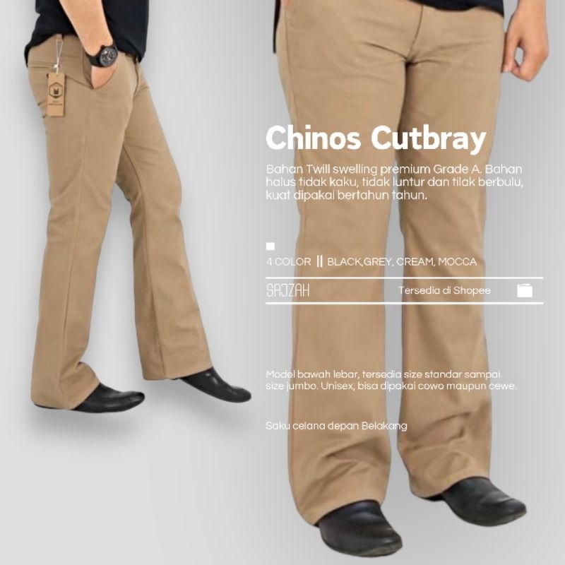 Jual Celana Panjang Pria Cutbray Chinos Semi Comprang Bootcut Tweel ...