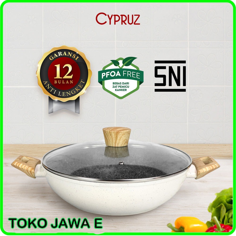Jual KUALI CYPRUZ WHITE GRANITE SERIES Wok Pan / Kuali Tebal Anti ...