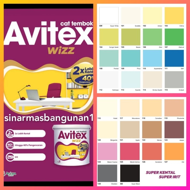 Jual Cat tembok AVITEX WIZZ 5kg,irit ,,cat Avitex wizz hemat hingga 40% pengenceran,2x lebih ...