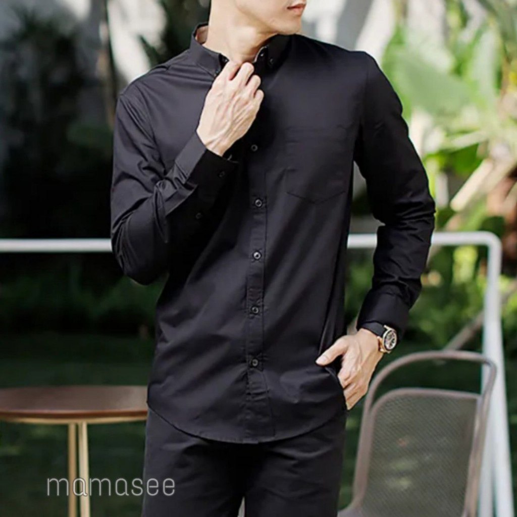 Jual Kemeja pria polos lengan panjang distro slimfit premium warna ...