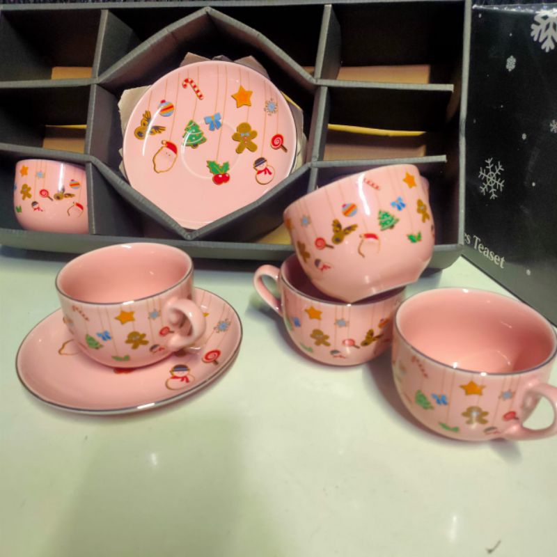 Jual TEA SET NATAL CANGKIR PIRING ISI 12 PCS | HAMPERS TEASET MERRY ...