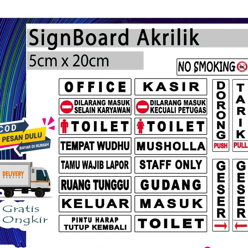 Jual Papan Nama Ruangan Akrilik / Acrylic plat sign label Ukuran 5cm x ...