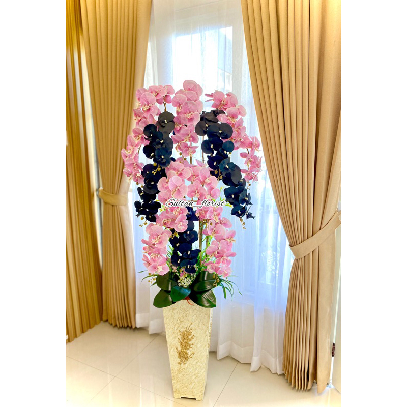 Jual ANGGREK LATEX SUPER PREMIUM 14CABANG 170cm VAS MOTIF MARBLE BORDIR ...