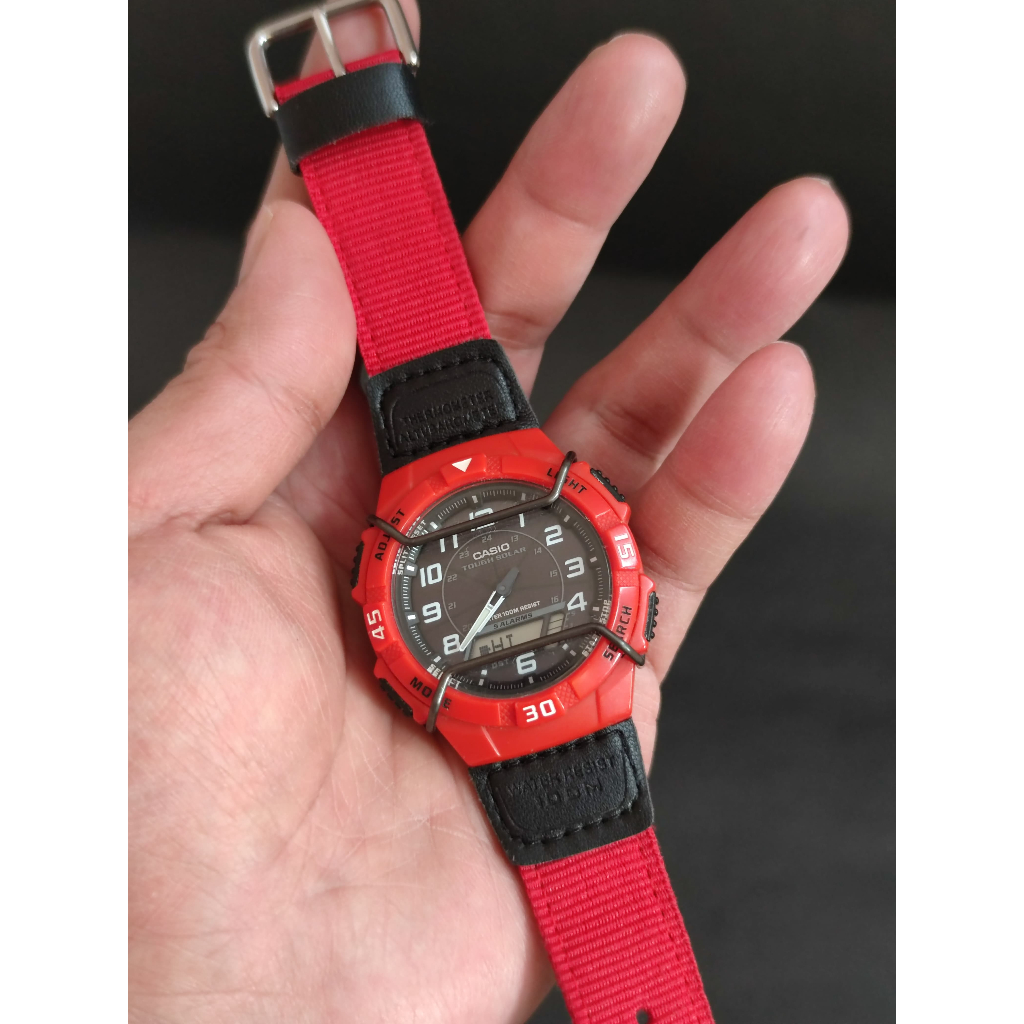 Jual Casio AQ-S800W tough solar warna merah keren langka | Shopee Indonesia