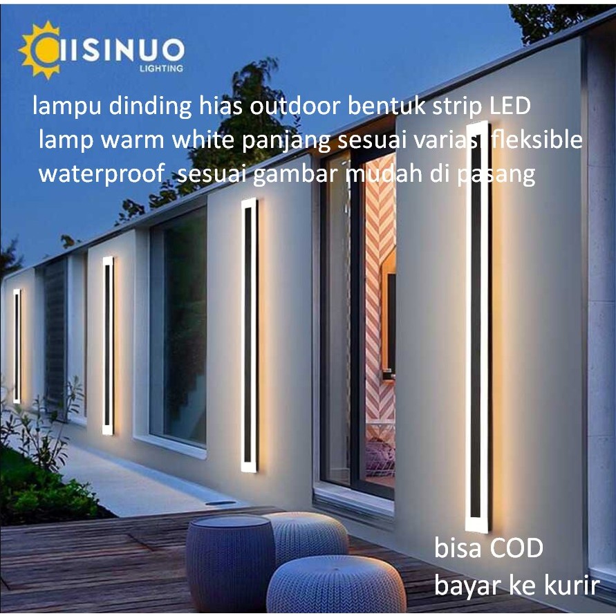 Jual lampu dinding hias outdoor bentuk strip LED lamp warm white ...