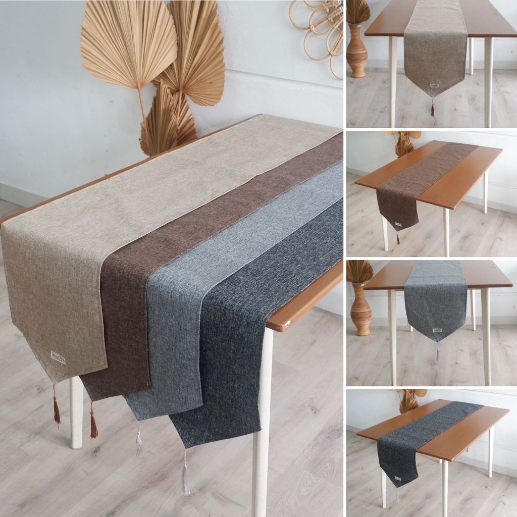 Jual Taplak Meja Polos Tassel - Taplak Katun Polyester Panjang Table ...