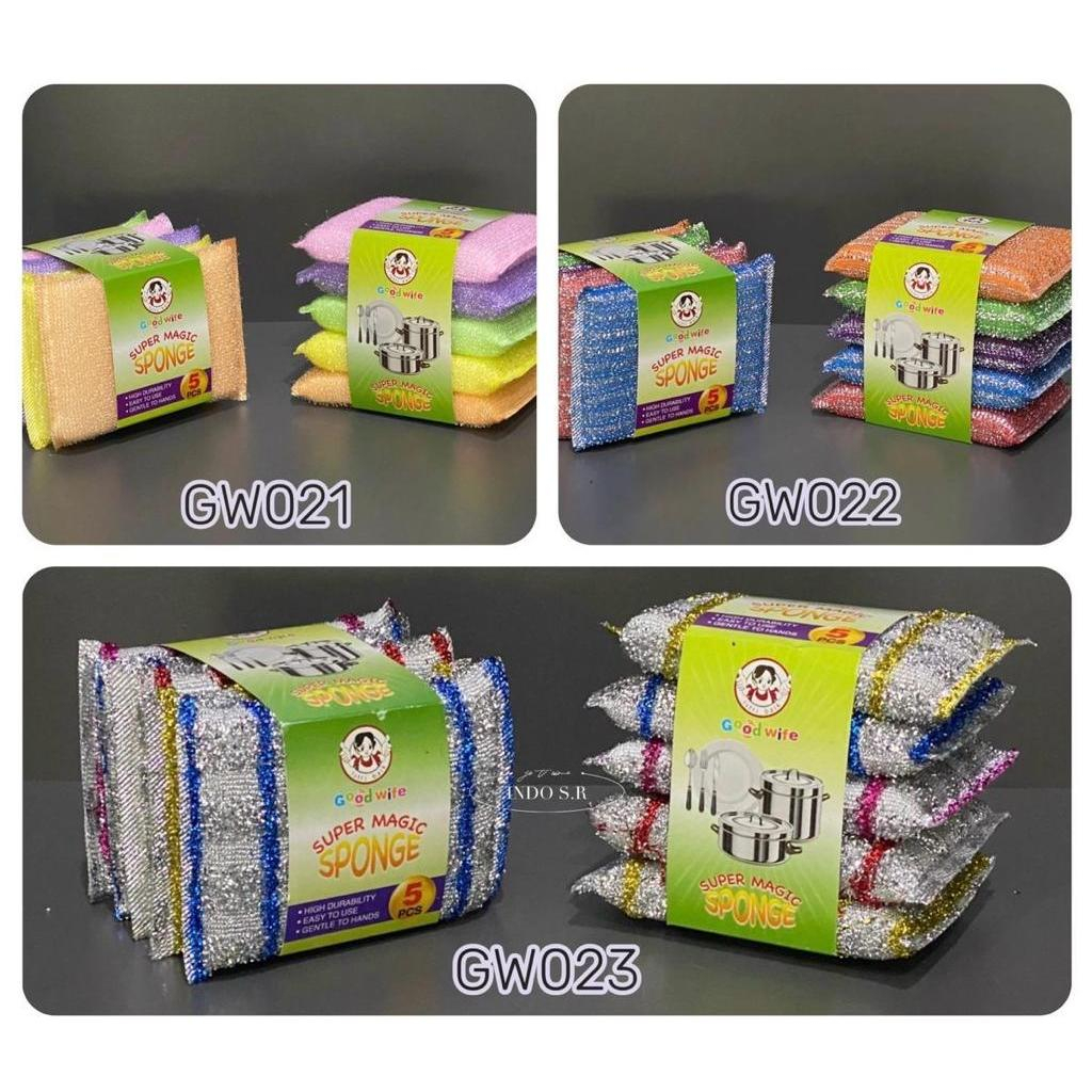 Jual STV isi 5 pcs Spon cuci piring warna warni serbaguna / sponge ...