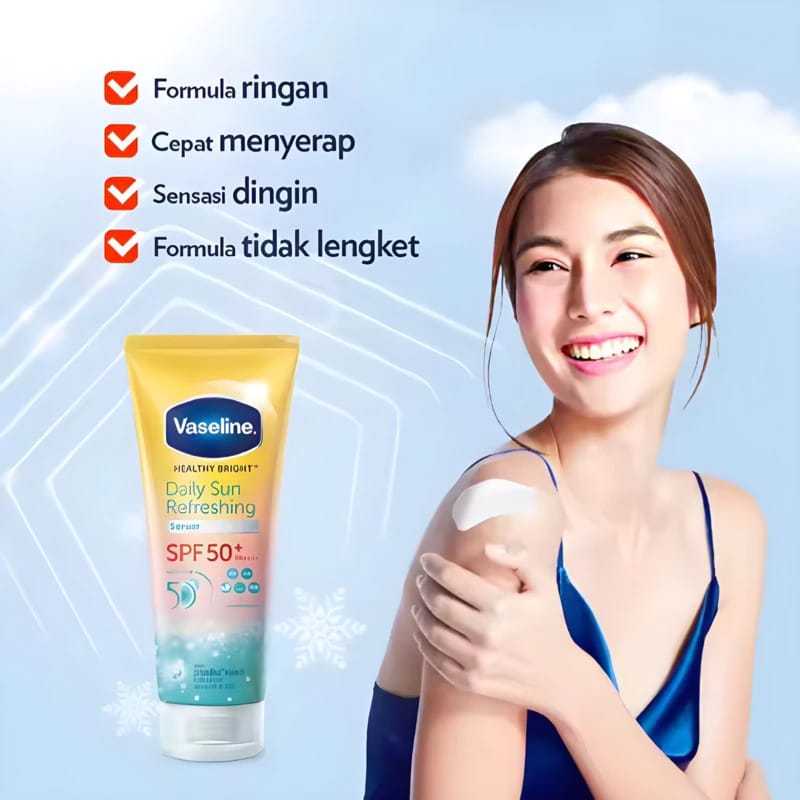 Jual Vaseline Healthy Bright Gluta Vitamin Sunscreen Body Serum Spf30 Pa+++ | SPF 50+++ 180ml ...