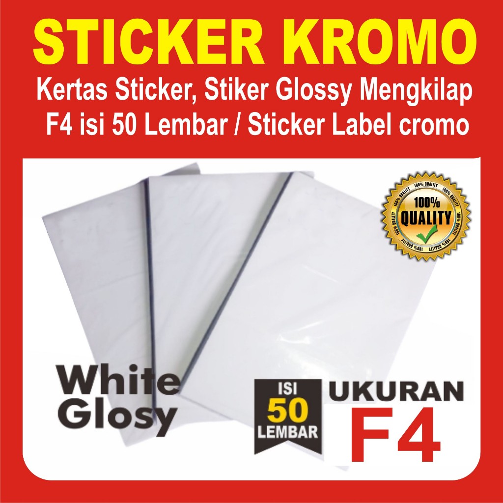 Jual Kertas Sticker, Stiker Glossy Mengkilap F4 isi 50&20 Lembar ...