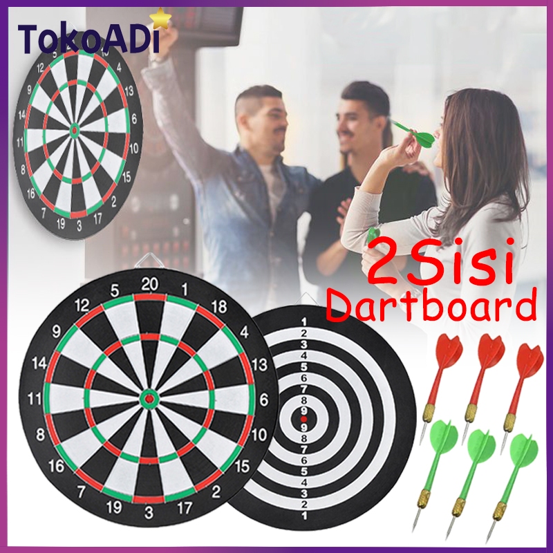 Jual Dart Board Safety Set Game ROX Original Dua Sisi Dart Game Dart ...