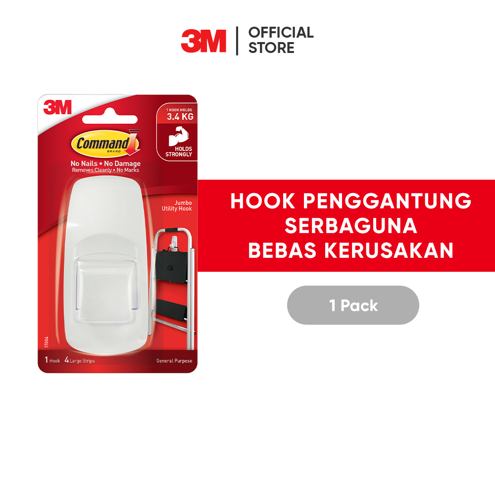 Jual 3M™ Command™ Jumbo Utility Hook, 17004, Menahan hingga 3.4kg, 1 ...