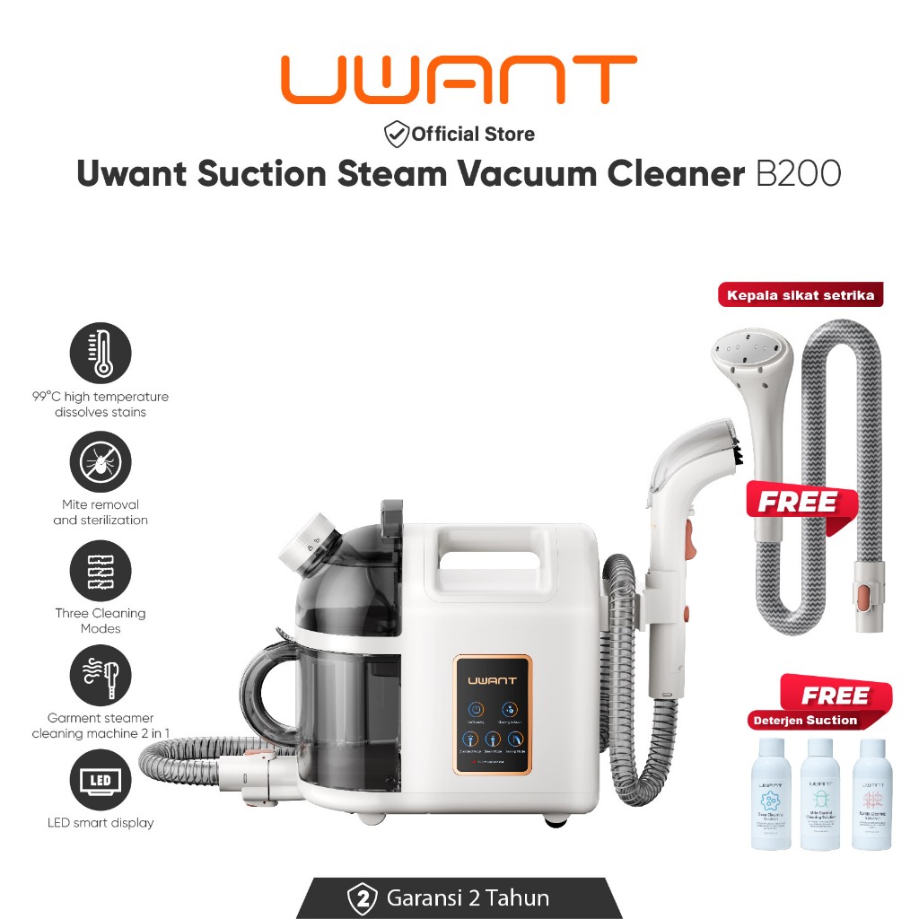 Jual Uwant B200 Suction Wet Vacuum Cleaner 12Kpa Steam Spot Cleaner ...