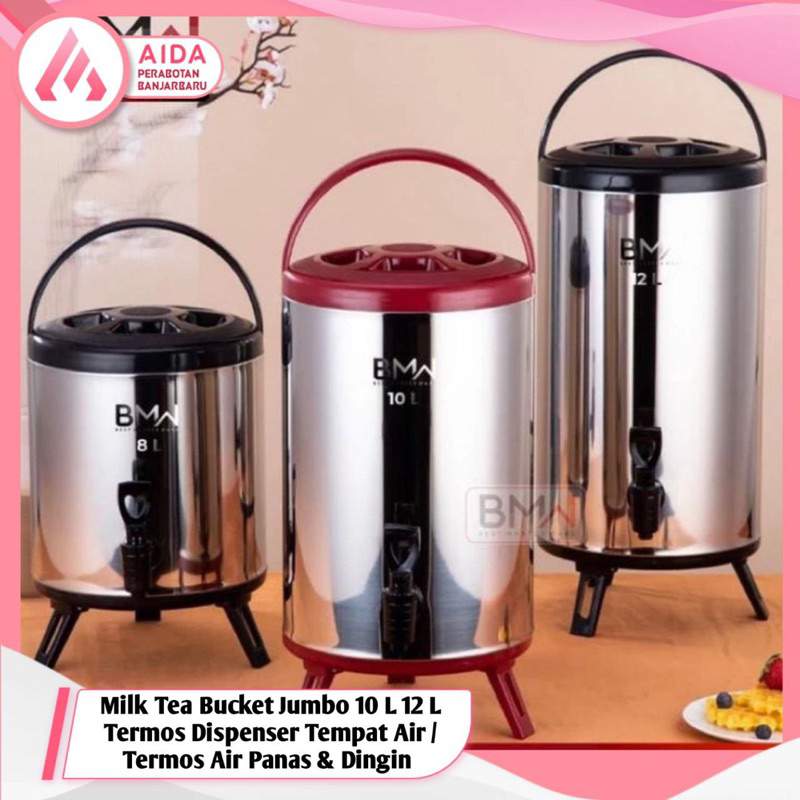 Jual Milk Tea Bucket Jumbo 10 L 12 L Termos Dispenser Tempat Air ...