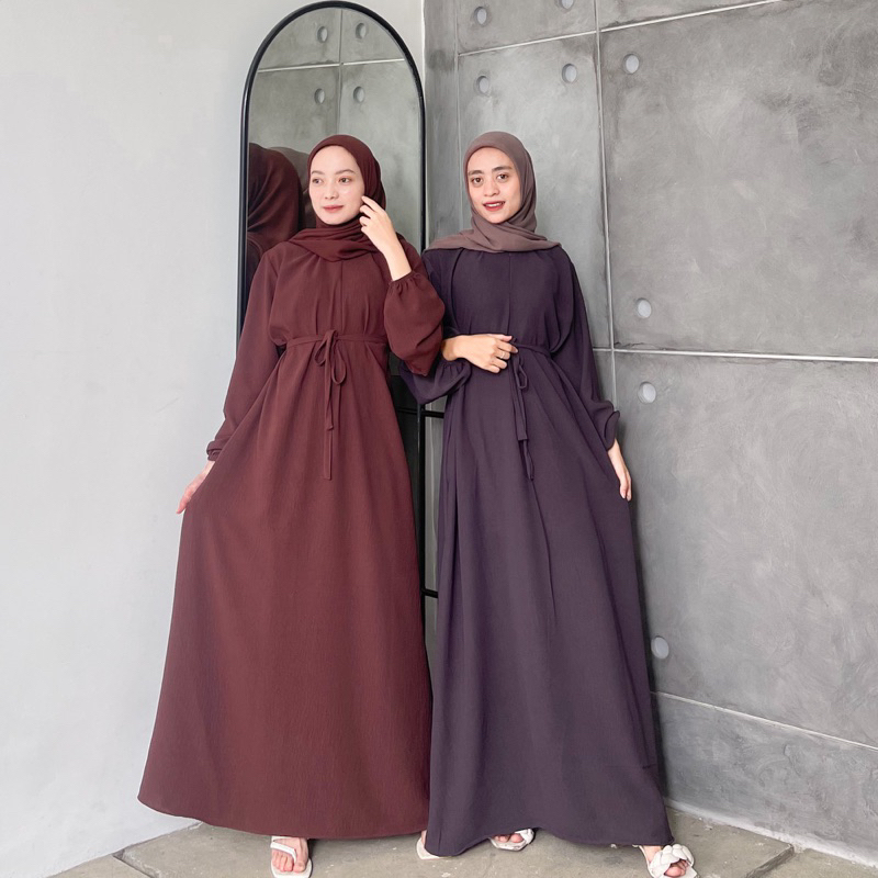 Jual Dress gamis adiba crinkle | Shopee Indonesia