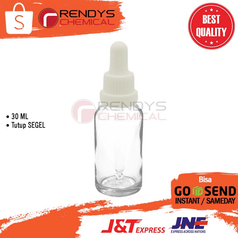 Jual Botol Pipet Kaca Tebal Bening 30ML Tutup Putih / Clear Glass ...